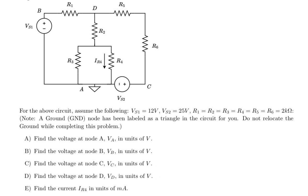 Solved For the above circuit, assume the following: | Chegg.com