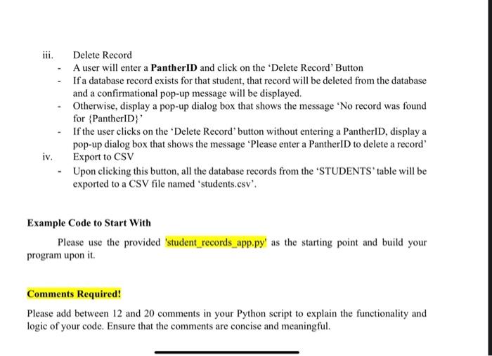 Solved Extend the 'Student Records App' demonstrated in | Chegg.com