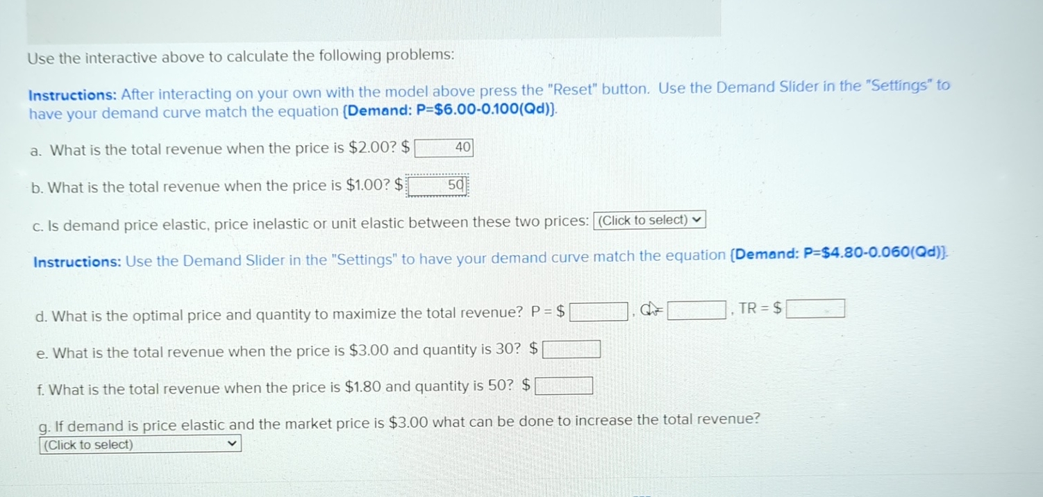 Solved Use the interactive above to calculate the following | Chegg.com