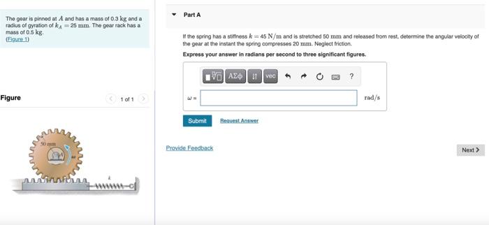 Solved The gear is pinned at A and has a mass of 0.3 kg and | Chegg.com