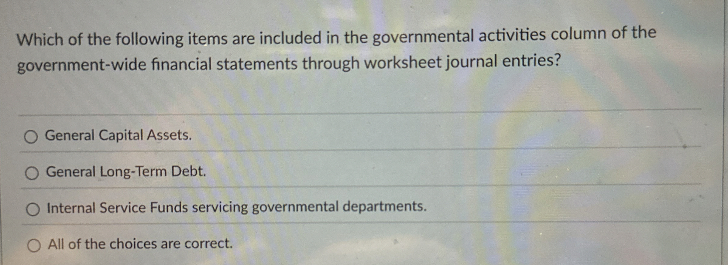 Solved Which of the following items are included in the | Chegg.com