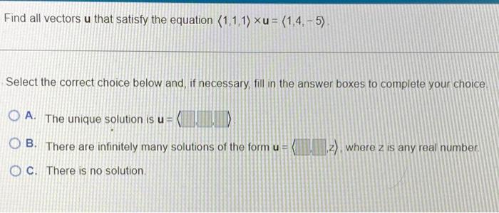 Solved Find all vectors u that satisfy the equation | Chegg.com