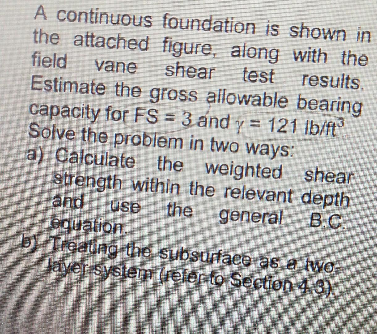 Solved vane A continuous foundation is shown in the attached | Chegg.com
