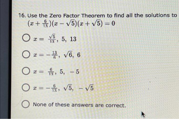 Solved use the zero factor theorem to find all the solutions | Chegg.com