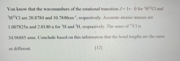 Solved You know that the wavenumbers of the rotational | Chegg.com