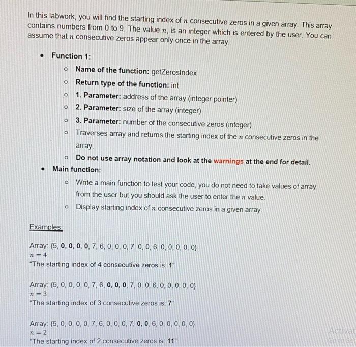 Solved In this labwork, you will find the starting index of | Chegg.com