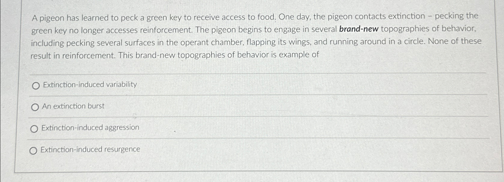 Solved A pigeon has learned to peck a green key to receive | Chegg.com