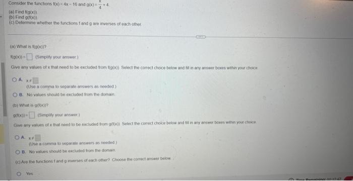 Solved Consider the functions f(x)=4x−16 and g(x)=4x+4 (a) | Chegg.com