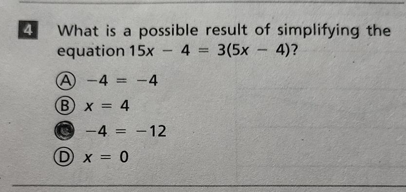 Solved 4 ﻿What is a possible result of simplifying the | Chegg.com
