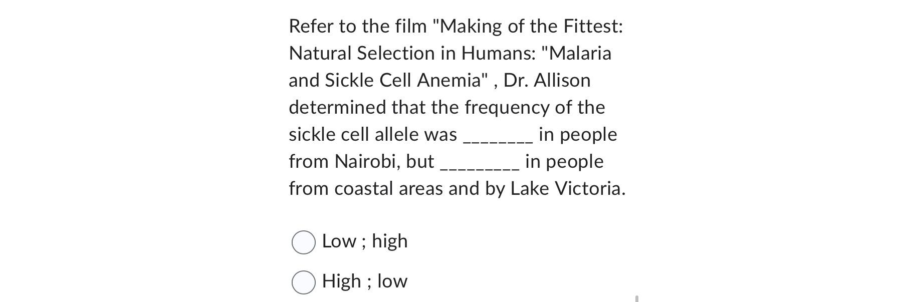 Solved Refer to the film "Making of the Fittest: Natural | Chegg.com