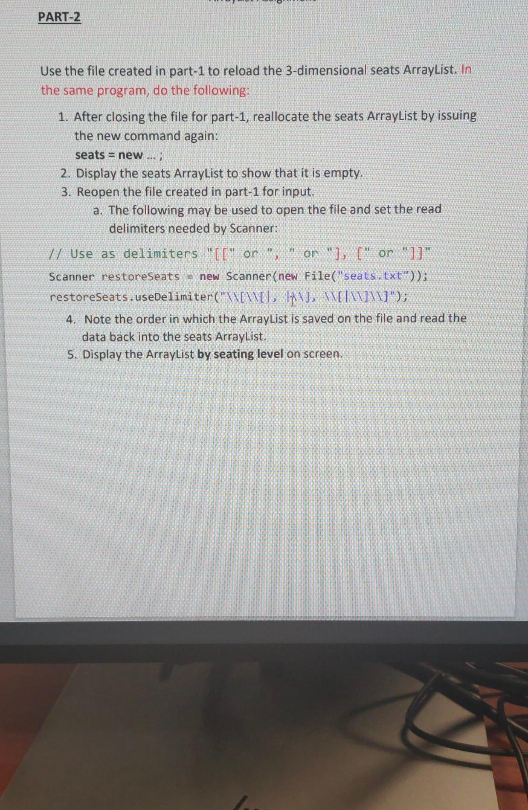 Use the file created in part-1 to reload the | Chegg.com