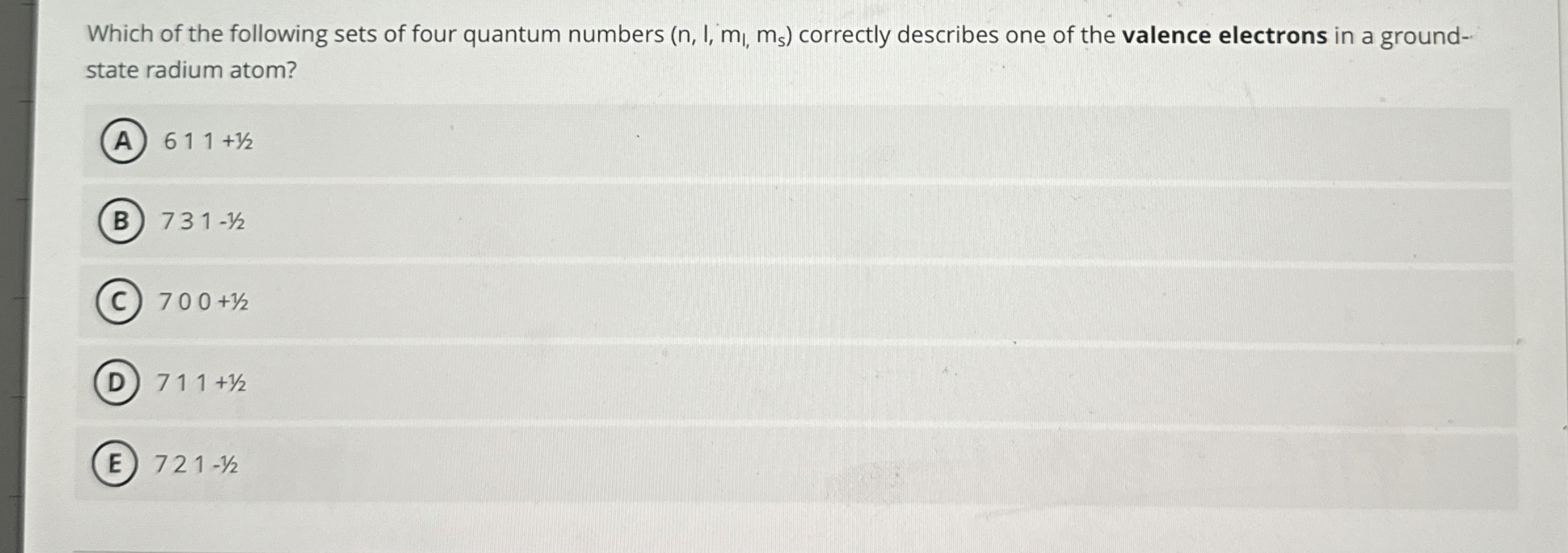High Quality SOLUTION Which of the following sets of four quantum numbers | Chegg.com