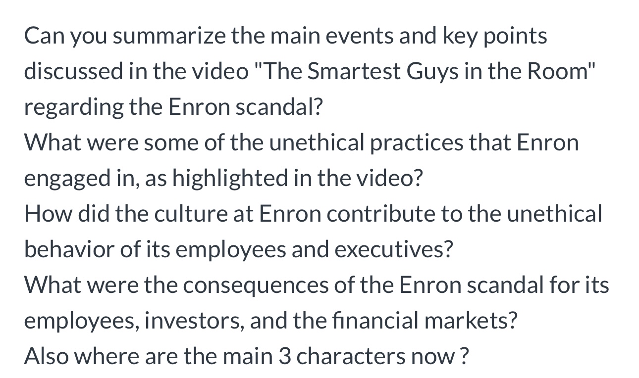 Solved Can you summarize the main events and key points | Chegg.com