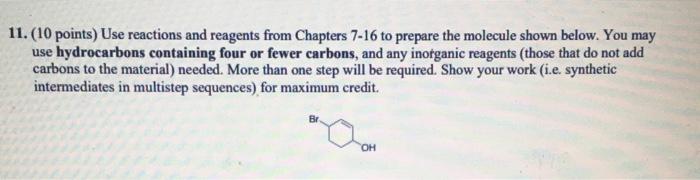 Solved 1. (10 points) Use reactions and reagents from | Chegg.com