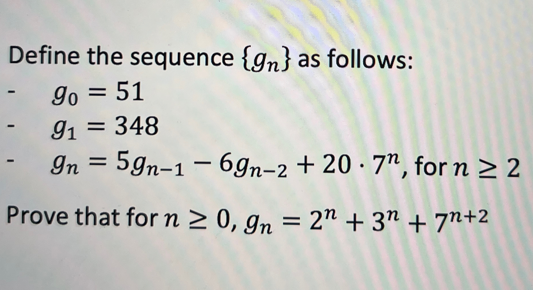 Solved Define the sequence {gn} ﻿as | Chegg.com