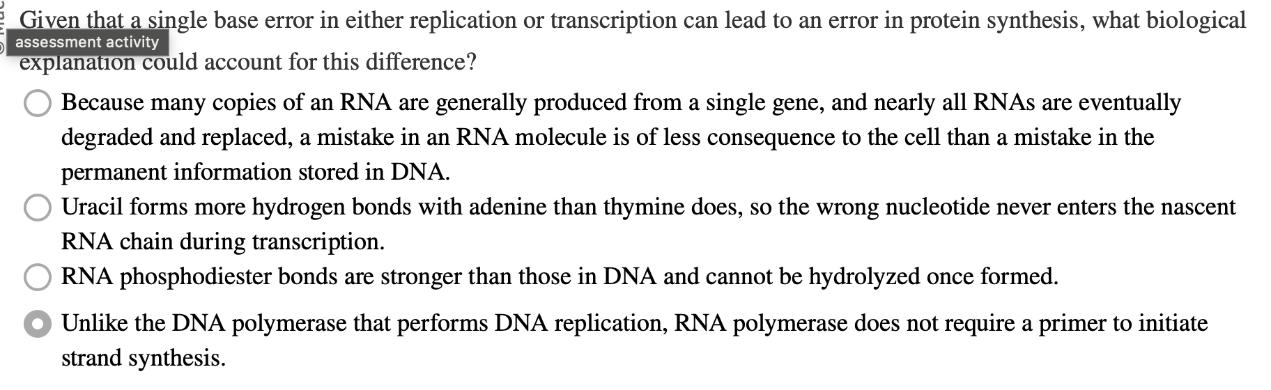 Solved Given that a single base error in either replication | Chegg.com