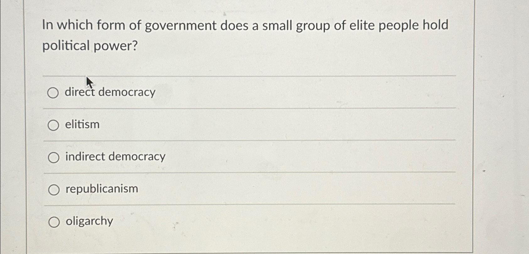 Solved In which form of government does a small group of | Chegg.com