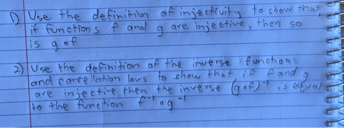 Solved D Use the definition of injectivity to show that e if | Chegg.com