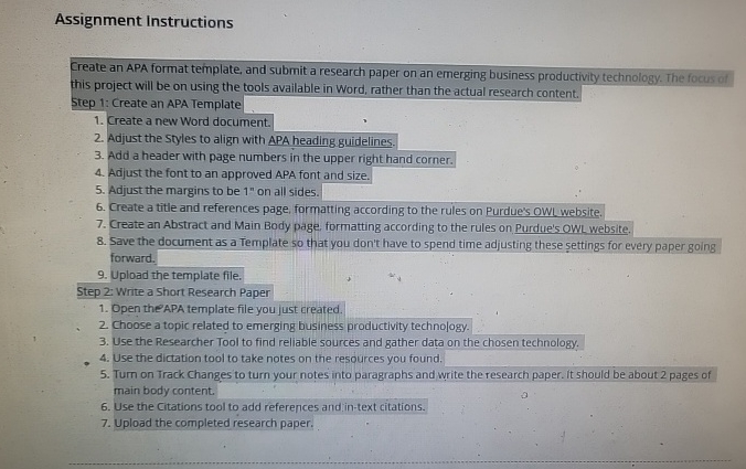 Solved Assignment InstructionsCreate an APA format template, | Chegg.com
