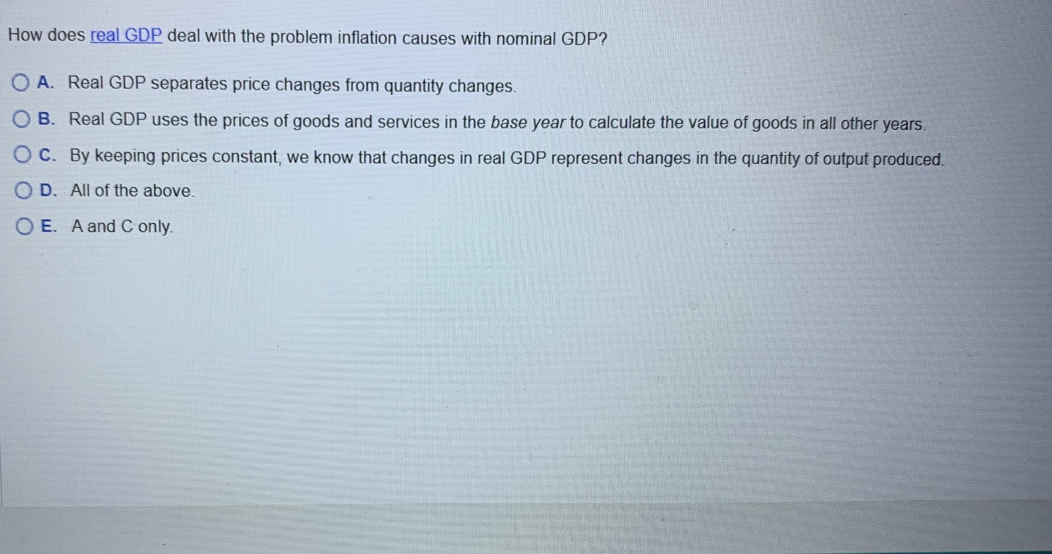 Solved How does real GDP deal with the problem inflation | Chegg.com