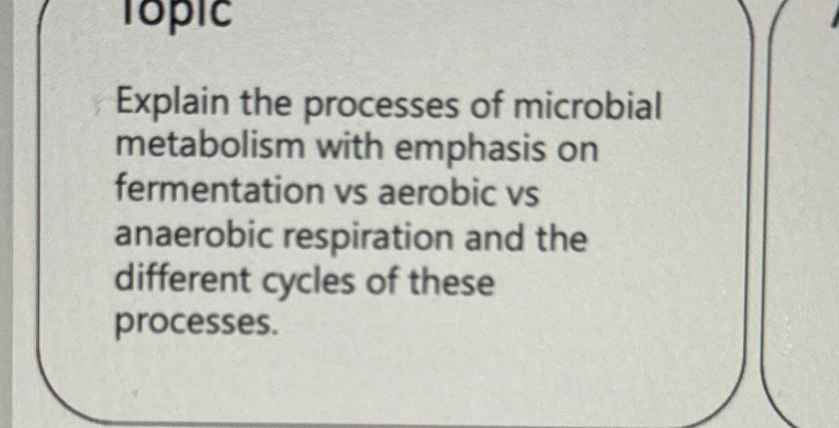 Solved Explain the processes of microbial metabolism with | Chegg.com