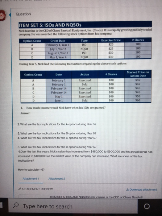 Question ITEM SET 5: ISOS AND NQSOS Nick Icamina is | Chegg.com