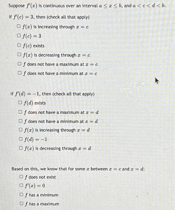Solved Suppose f'(x) is continuous over an interval a ≤ x ≤ | Chegg.com