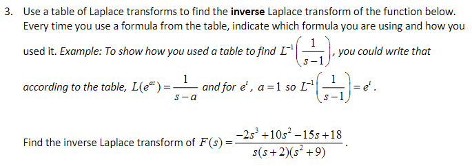 Solved 3. Use a table of Laplace transforms to find the | Chegg.com