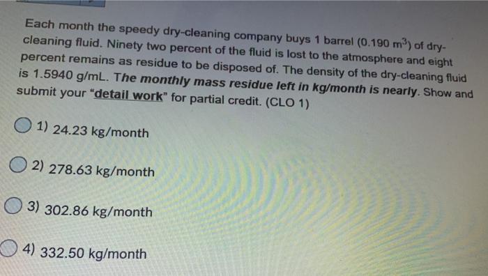 Solved Each month the speedy dry-cleaning company buys 1 | Chegg.com