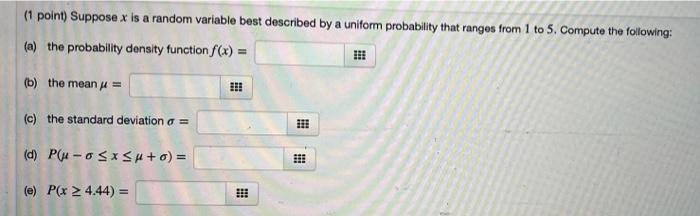 Solved (1 point) Suppose x is a random variable best | Chegg.com