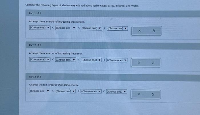 Solved Consider the following types of electromagnetic | Chegg.com