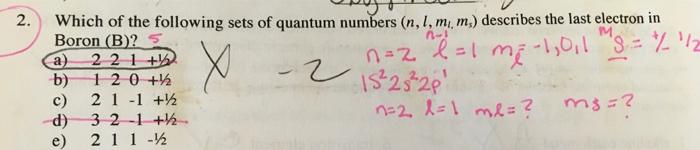 Solved Which of the following sets of quantum numbers | Chegg.com