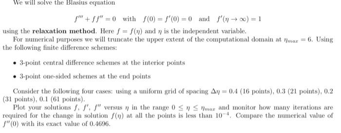 Solved We will solve the Blasius equation using the | Chegg.com
