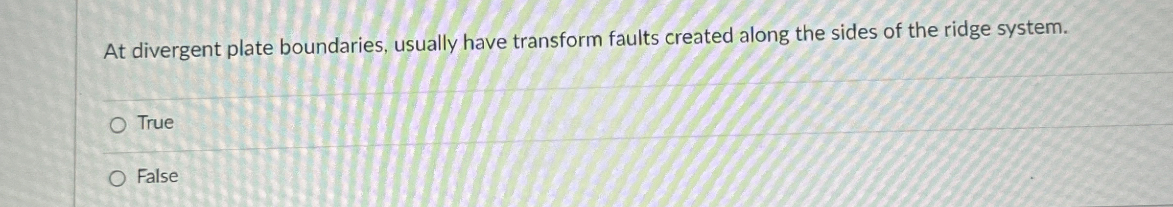 Solved At divergent plate boundaries, usually have transform | Chegg.com