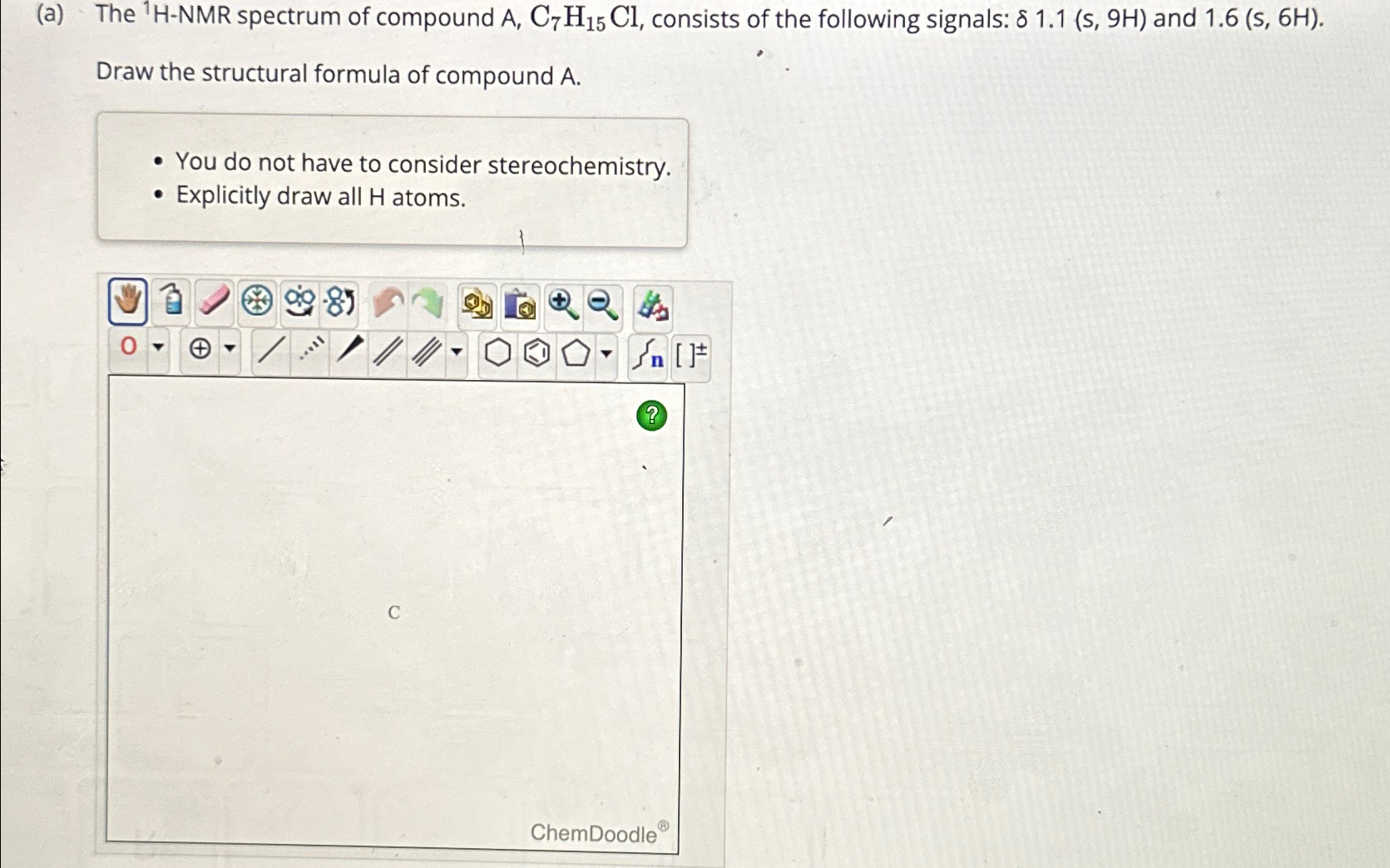 Solved (a) ﻿The ?1H-NMR spectrum of compound A,C7H15Cl, | Chegg.com
