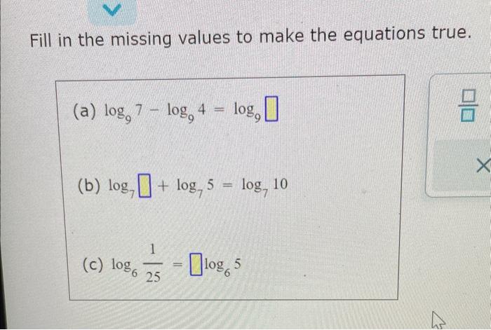 Solved Fill in the missing values to make the equations | Chegg.com