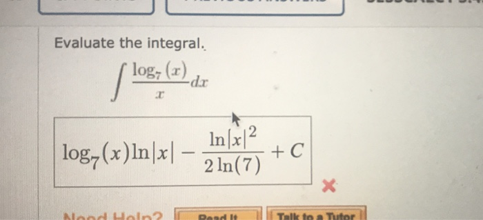 Solved Evaluate the integral. | log; (2) logy (x)\n\x| tul2 | Chegg.com