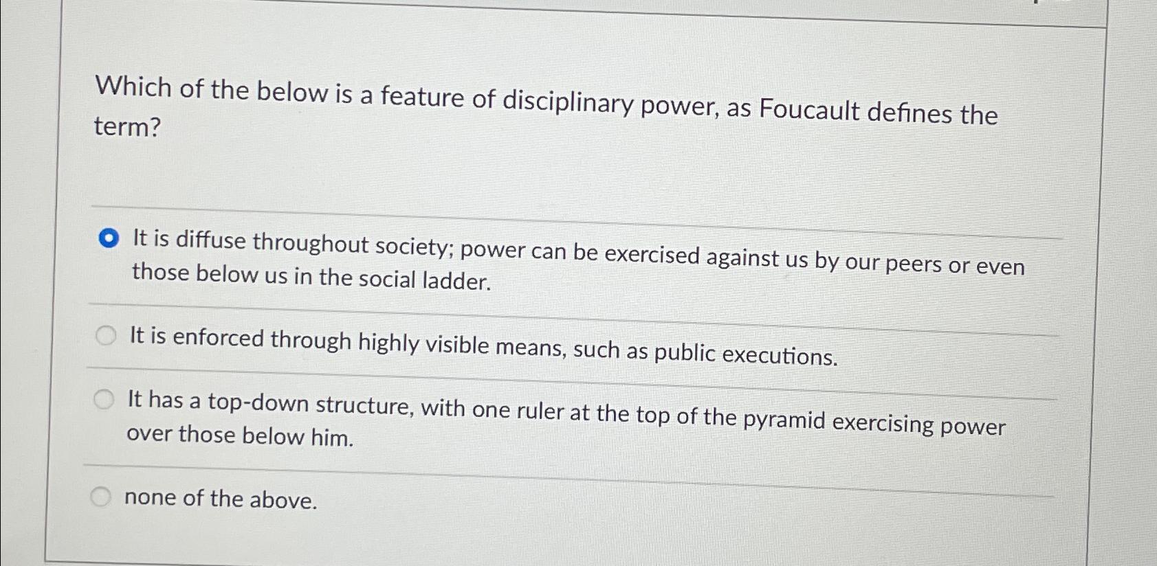 Solved Which of the below is a feature of disciplinary | Chegg.com