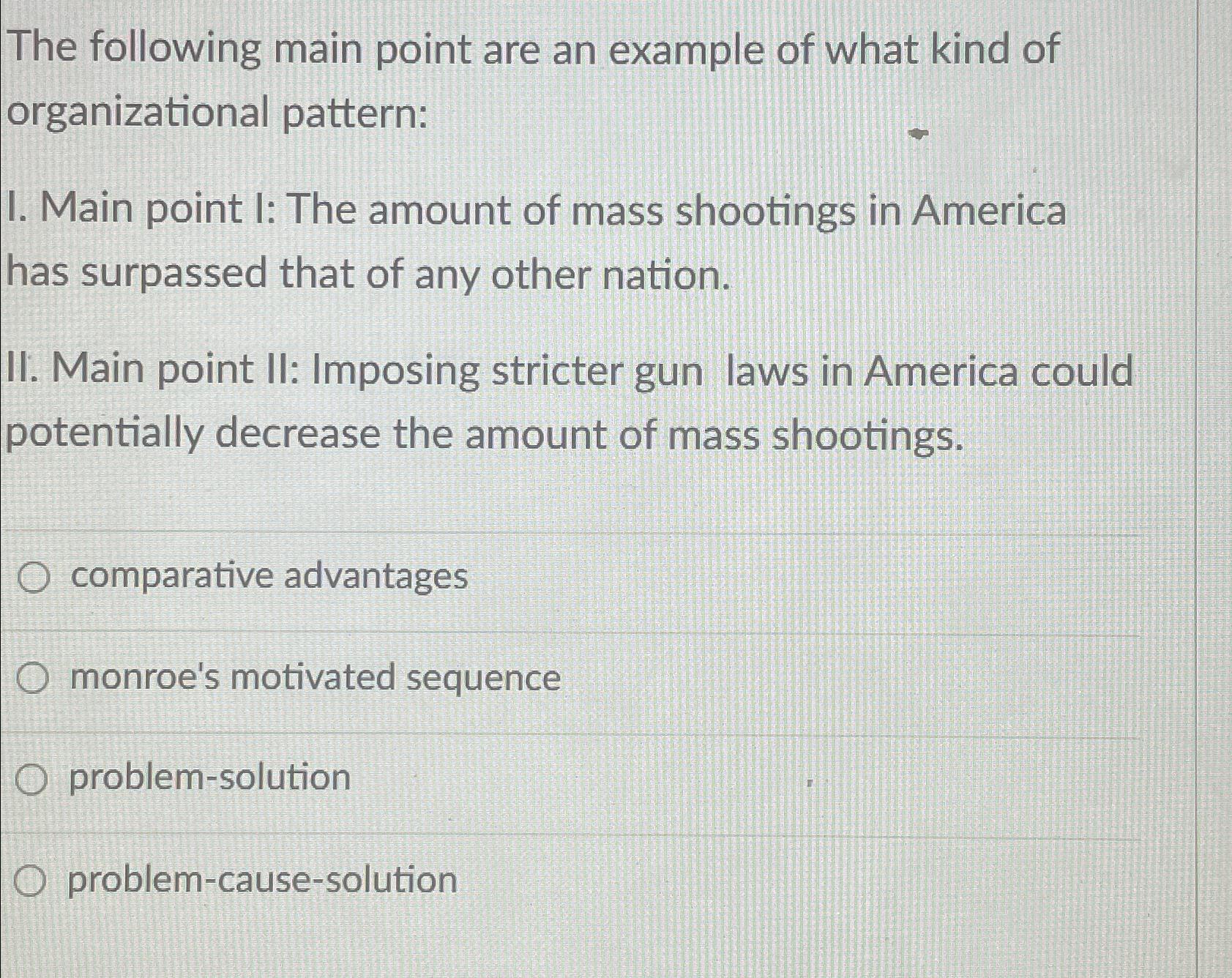 Solved The following main point are an example of what kind | Chegg.com