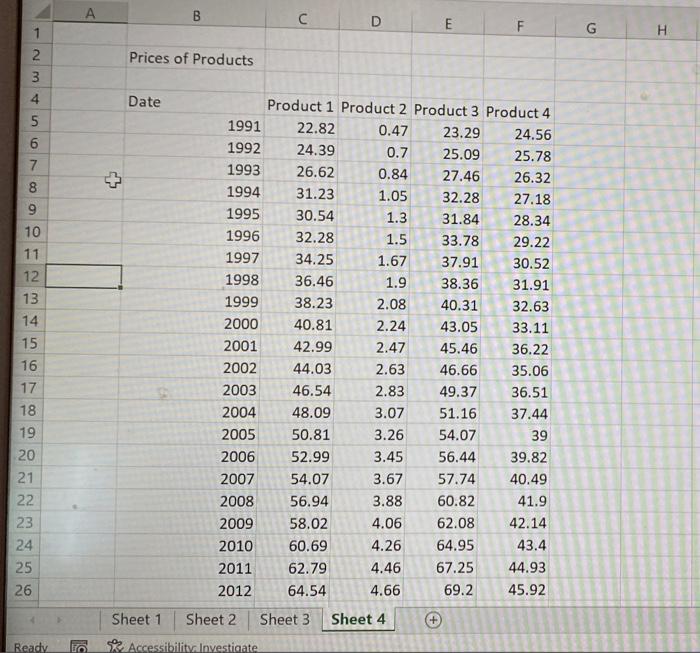 Solved In the PSI excel file, sheet 4 has pricing data for | Chegg.com
