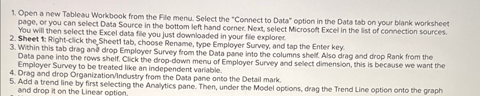 Solved Open a new Tableau Workbook from the File menu. | Chegg.com