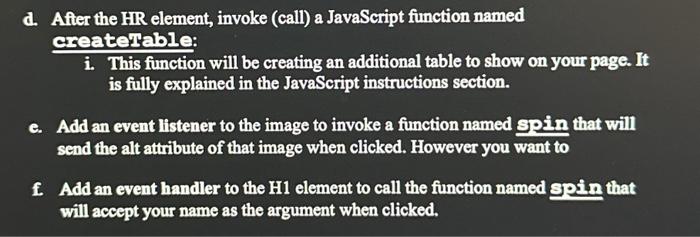 Solved d. After the HR element, invoke (call) a JavaScript | Chegg.com