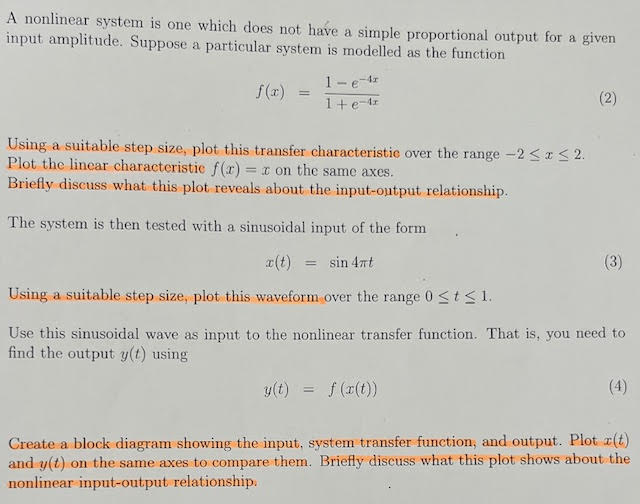 Solved A nonlinear system is one which does not have a | Chegg.com