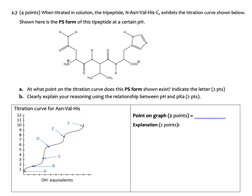 Solved 2.7 (4 ﻿points) ﻿When titrated in solution, the | Chegg.com