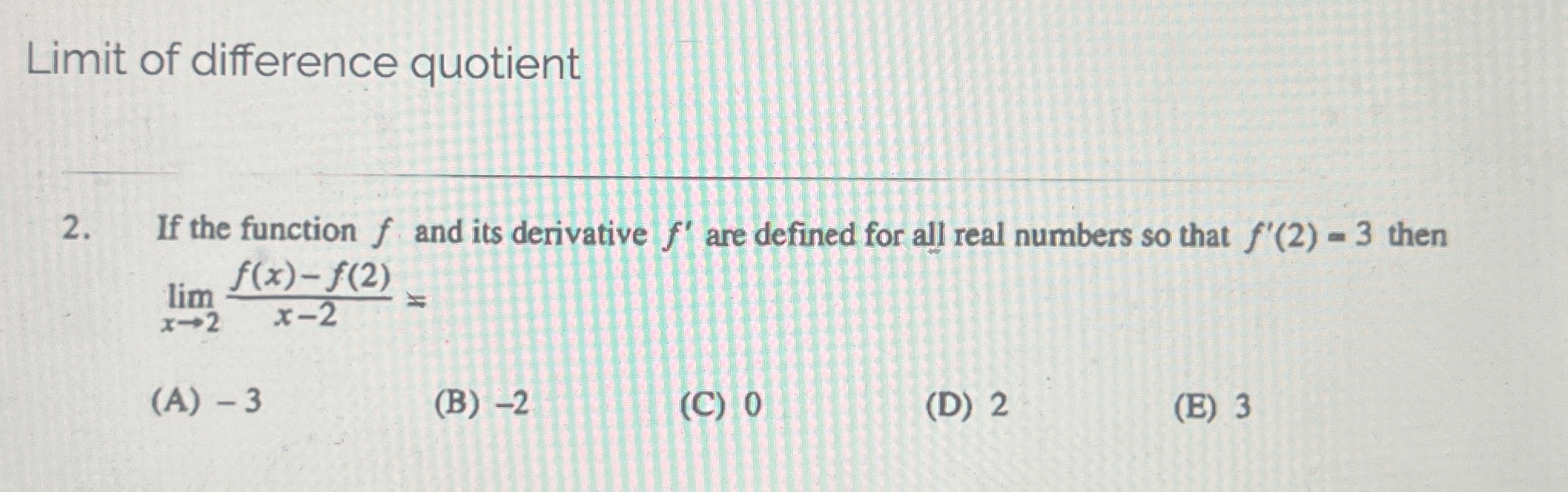 Solved Limit of difference quotient2. ﻿If the function f | Chegg.com