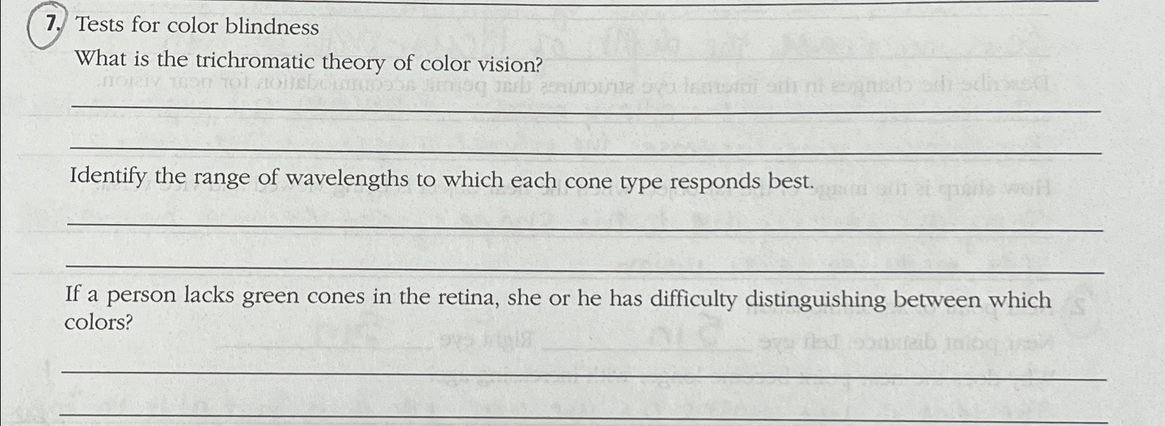 Solved Tests for color blindnessWhat is the trichromatic | Chegg.com