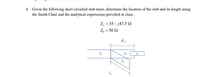 Solved 4. Given the following short circuited stub tuner, | Chegg.com