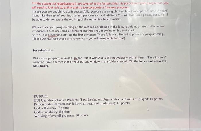 Solved Your GUI must accept the following inputs: - Total | Chegg.com