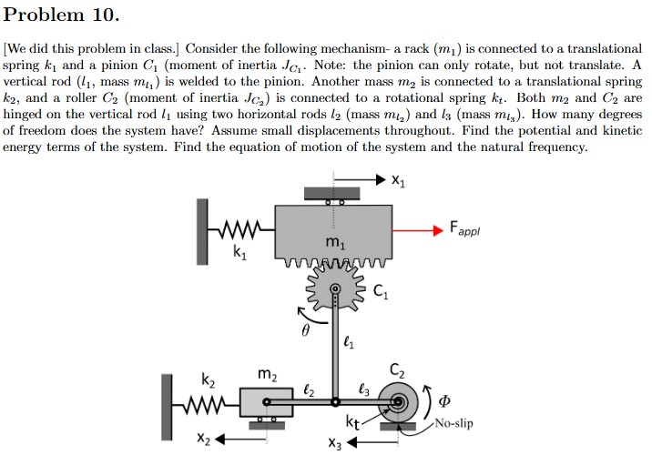 Solved m1 k1 ﻿and a pinion C1JC1l1, ﻿mass ml1 m2 is | Chegg.com