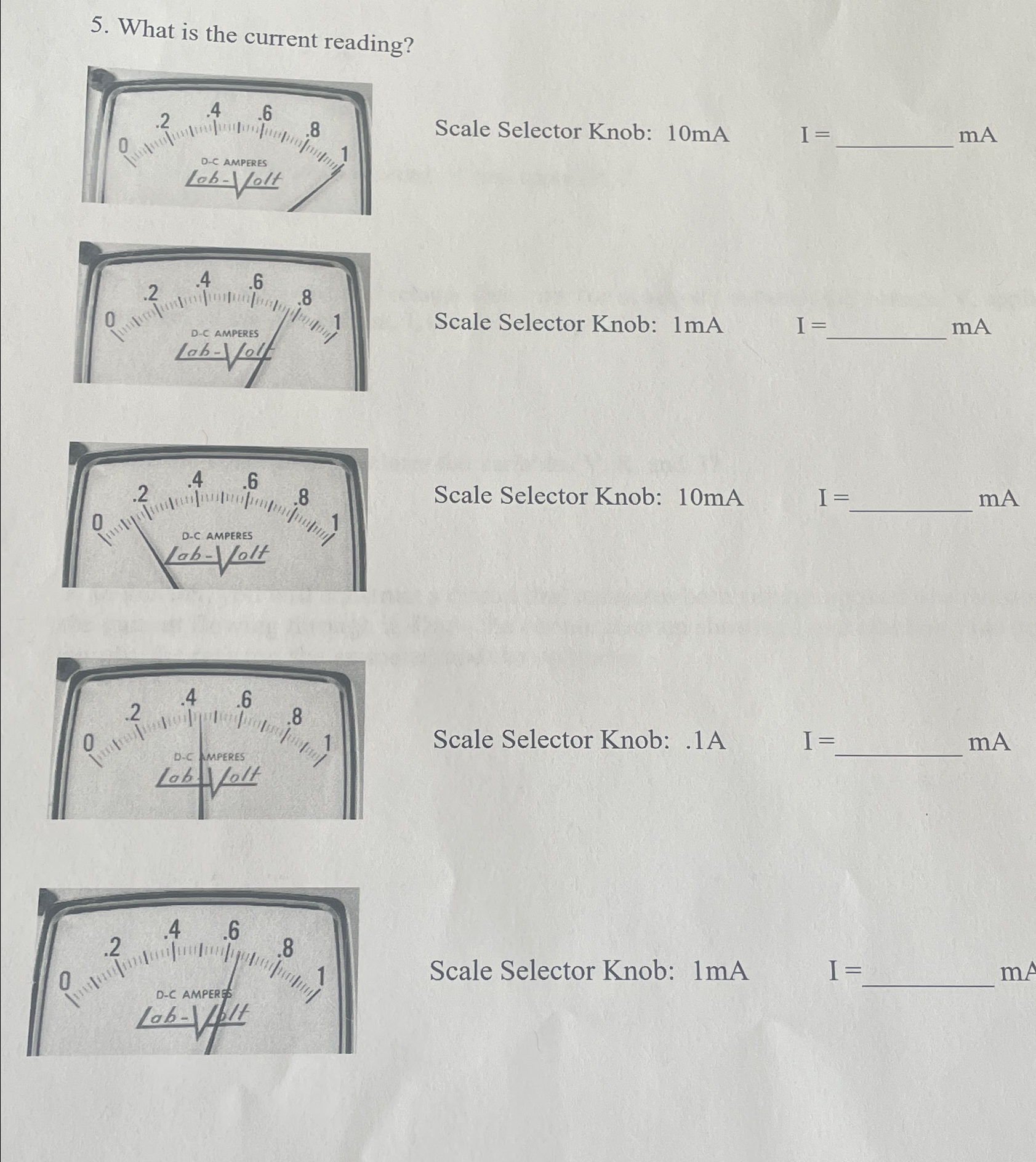 Solved What is the current reading?Scale Selector Knob: | Chegg.com